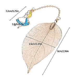iFCOW Bookmark Creative Gold Metal Leaf with Pendant Fairy Tale Style for Book Paper Reading Kid Boy Girl Student Alice
