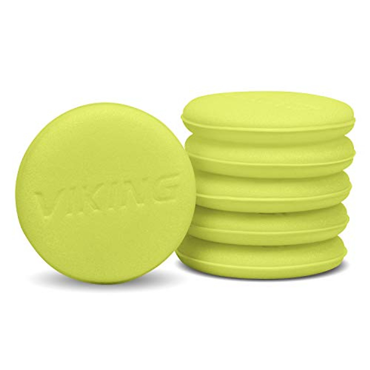 VIKING Foam Wax Applicator Pads and Cleaning Pads, Soft Car Detailing Sponges, Yellow, 4.25 in. Diameter, 6 Pack
