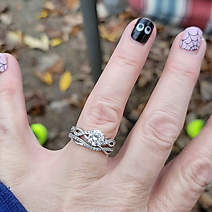 SHELOVES 925 Sterling Silver Wedding Rings Set for Women Infinity Bridal Ring Sets Round CZ Size 7