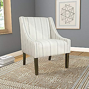 HomePop Modern Swoop Arm Accent Chair, Dove Grey Stripes