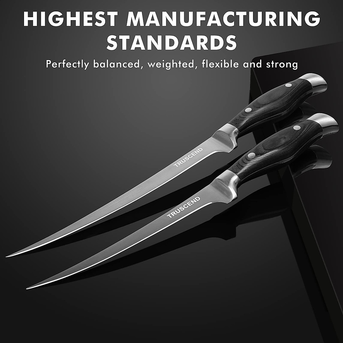 TRUSCEND Boning Knife with Protective Sheath, Razor Sharp Stainless Steel Chef Knives for Boning Filleting Trimming Skinning, Kitchen Cutlery with Ergonomic Anti-slip Handle