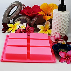 2PC Rectangular Oven Safe Silicone mold 6 Right-Sized Cavity multipurpose Tray for homemade Candle Crafting, Portion Chocolate/Lemon Bar, Ice Cube, Easy-Release, BPA-Free Food-Grade Dishwasher Safe