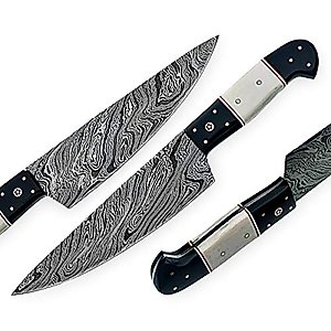 Professional Handmade Chef kitchen Knife 12 Inch Genuine Damascus Kitchen Cutlery Knife Damascus Steel Cutting Vegetable Meat Cleaver Kitchen Damascus Chef Knife, Great Gift CHF-29