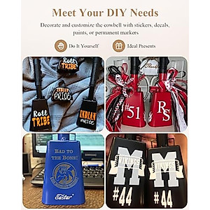 Eastar Cow Bell with Handle, 2 Pack Cowbells for Sporting Events, 10 Inch Cowbells Noise Makers Cheering Bell for Football Games, Stadiums, Halloween Gifts, Black