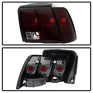 ACANII - For 1999-2004 Ford Mustang Red Smoked Tail Lights Brake Lamps 99-04 Pair Set Replacement Driver+Passenger Side