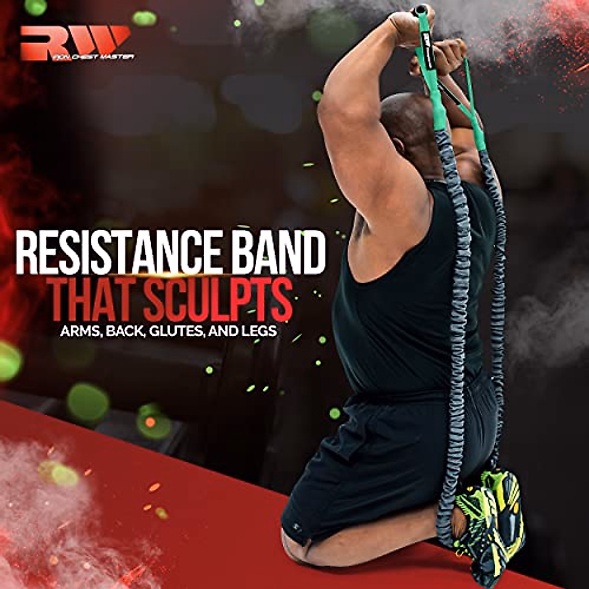 Ron Williams Resistance Bands with Handles & Protective Sleeves | Portable Full Body Workout Bands for Men & Women | Includes Exercise Training
