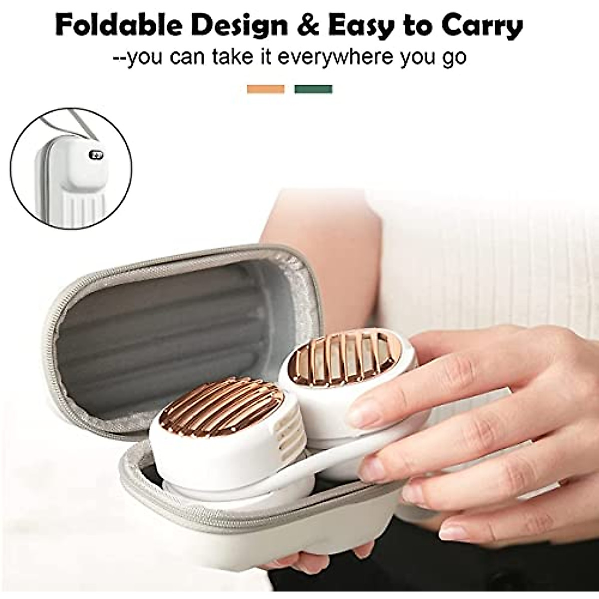 Genround Changeable Neck Fan, Portable Hanging Neck Fan Neck Air Conditioner Pocket Sized Hands Free With Display for GYM Camping Hiking Outdoor Travel