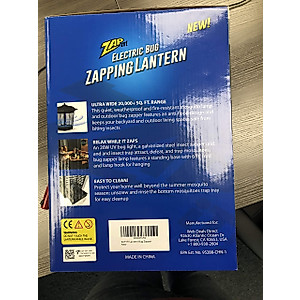 ZAP IT! Electric Bug Zapper Lantern - Indoor and Outdoor Plug-in 360 Degree Mosquito Control, Insect and Fly Killers | UV Light and Electric Shock Mosquito Killer Lamp | Includes Bug Collector
