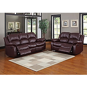 Homelegance Resonance 60" Bonded Leather Double Reclining Loveseat, Brown