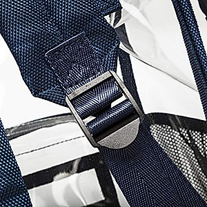Heavy Duty Clear Backpack Transparent PVC Plastic Bookbag See Through Backpacks for School,Stadium,Security,Concert (Navy blue)