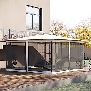 Outsunny 13' x 13' Replacement Mesh Sidewall Netting for Patio Gazebos and Canopy Tents with Zippers (Sidewall Only), Cream