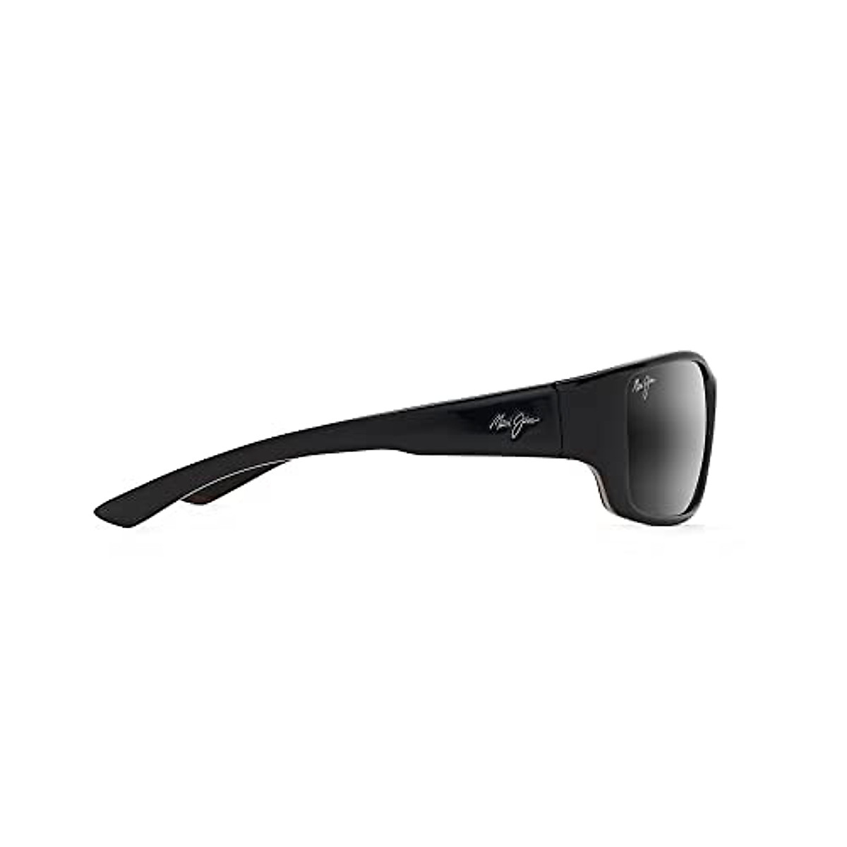 Maui Jim Men's Local Kine Polarized Wrap Sunglasses, Shiny Black/Grey/Maroon/Neutral Grey, Large