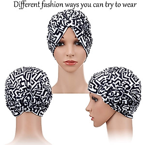 SATINIOR 6 Pieces Women African Turban Flower Knot Pre-Tied Bonnet Beanie Cap Headwrap