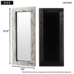 KIAYACI Full Length Mirror Floor Mirror Wood Frame Wall Mounted Mirror Distressed Style Wide Frame Dressing Make Up Mirror for Bathroom/Bedroom/Living Room/Entry/Farmhouse (Light Gray, 58" x 24")