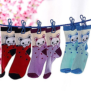 NUZAMAS 2X Clothesline 12 Pegs Clips Portable Expandable Adjustable Retractable Airer for Camping Travel Clothes Laundry Drying Outdoor and Indoor Use Blue Set