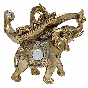 ICE ARMOR George S. Chen Imports Golden Thai Elephant Wine Holder 11 1/4" Wide Statue Figurine (7888216)