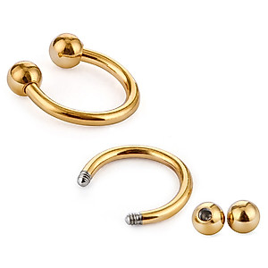 Cottvott 8pcs Unisex Surgical Steel 16G Septum Rings Girls Horseshoe Hoop Nose Piercing Lip Nipple Eyebrow Rings Tragus Cartilage Earrings for Women Men