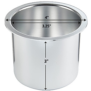 Brybelly Poker Table Cup Holder Inserts - Durable and Rust-Proof, Drop-in Table Cup Holder for 3.375" Hole - 3" Deep with 3.25" Inside Diameter - Vivid Silver Aluminium, Pack of 1