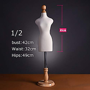 Tailors Dummy Mannequins 1:2 Scale Small Dressmakers Dummy Famale, Tailor Manikins Doll Dress Form Display, Dollhouse Accessories Decoration Dressform Mannequin