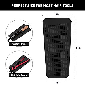 ZAXOP Silicone Heat Resistant Mat,Flat Iron Holder,Used as Heat Resistant Pad and Storage Pouch for Hot Hair Tools.(Wave,Black)