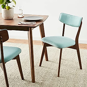 Christopher Knight Home Abrielle Mid-Century Modern Fabric Dining Chairs with Natural Walnut Finished Rubberwood Frame, 2-Pcs Set, Mint / Natural Walnut