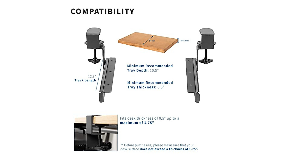 VIVO 12" Rail Set for DIY Keyboard Trays - Sturdy & Easy