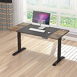 MPETAPT Electric Standing Desk 63 x 24 inch Adjustable Height Electric Computer Stand Up Desk, Full Sit Stand for Home and Office Table (63’‘, Rustic Brown+Black)