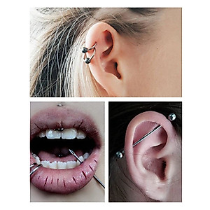 Heienngy Piercing Kit Stainless Steel Eyebrow Rings,Horseshoe Ring,Industrial Piercing Jewelry,Belly Button Ring,Lip Rings,Earrings,Nipple Rings,Tongue Rings For Women men 14G 16G Piercing Needles