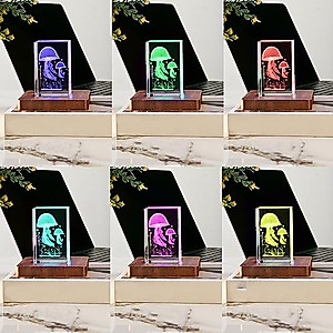 ERWEI LED Wood Light Display Base for Crystal Glass Art Wooden Lamp Stand Base Colorful Square Lighted Base for 3D Crystal Light Pedestal for Resin Art Acrylic Crystal Sphere Holder