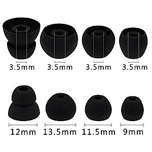 ALXCD Ear Tip for Tour2 Beats Tour UrBeats Earphone, 4 Pair SML & Double Flange Durable Soft Silicone Replacement Ear Bud Eartip, Fit for Beats Tour Urbeats Tour 2 Earphone [4 Pair] (Black)