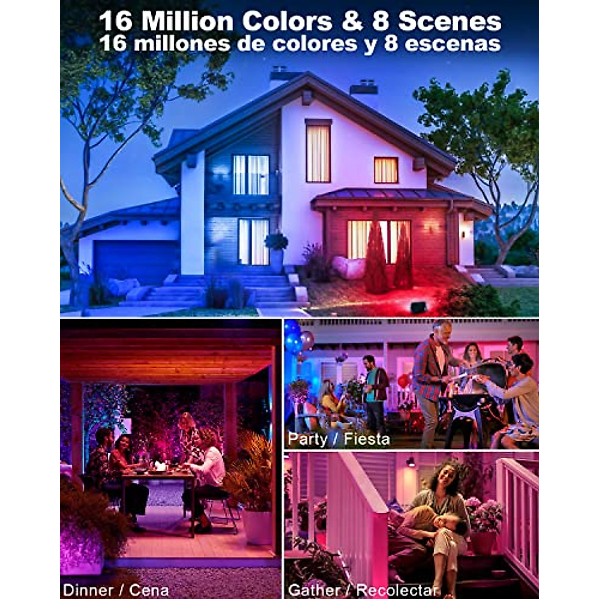 RGB Flood Light Outdoor, 20W Smart WiFi Flood Light Work with Alexa, Color Changing RGBCW Party Stage Uplight Wall Washer Landscape Deco Light for Patio Tree Garden Christmas (US 3-Plug, 2 Pack)