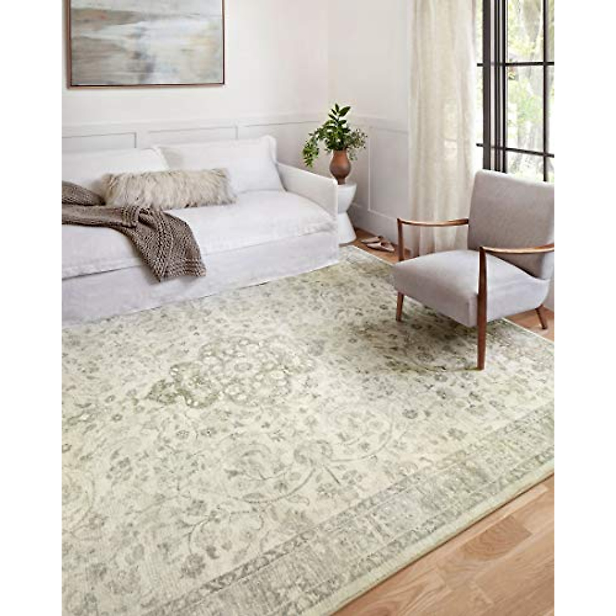 Loloi II Rosette Collection ROS-02 Ivory/Silver, Traditional 7'-6" x 9'-6" Area Rug