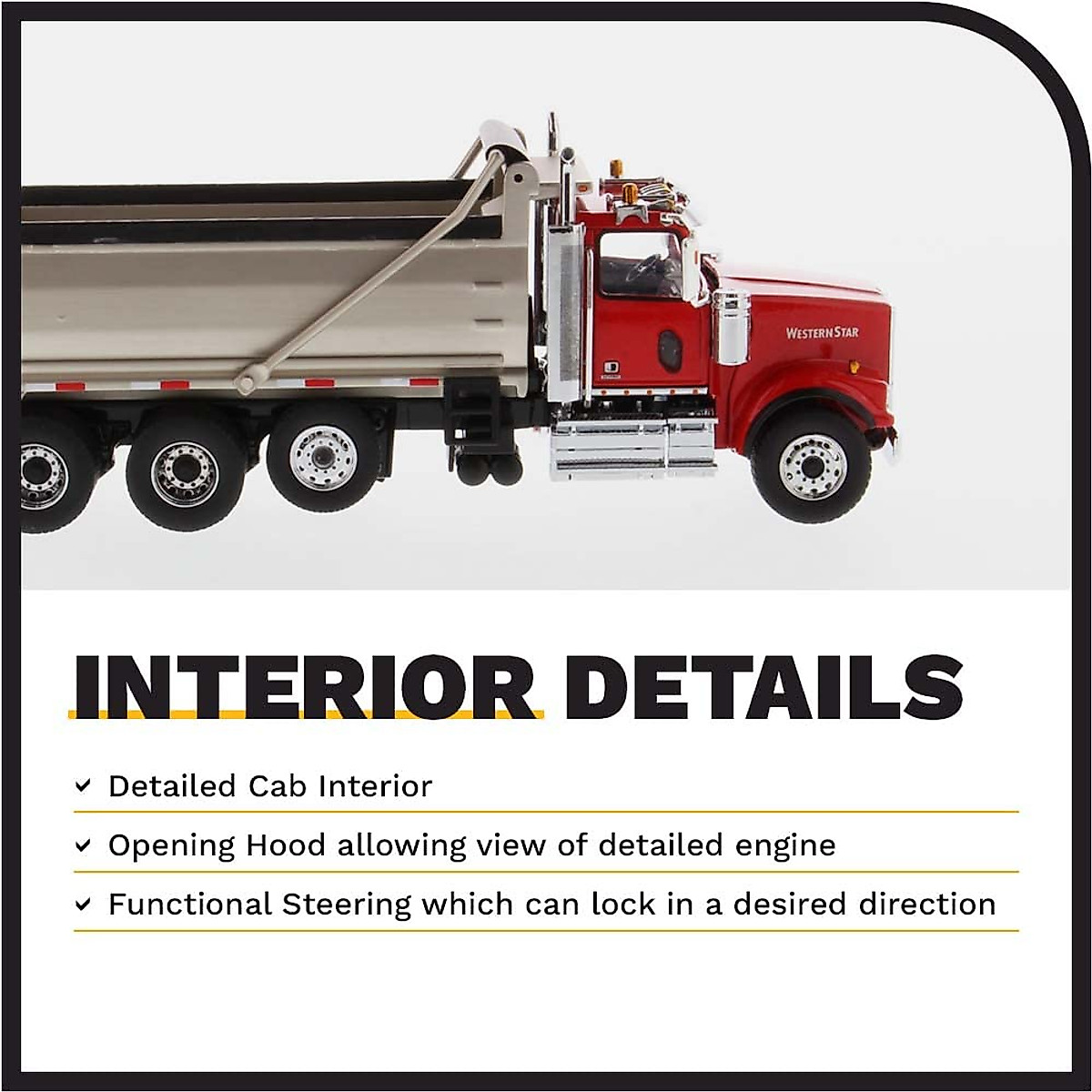 Diecast Masters Western Star 4900 SFFA with Lift Axle Silver Plated Dump | Real Dump Truck Specifications | 1:50 Scale Model Semi Trucks | Diecast Model by Diecast Masters 71067