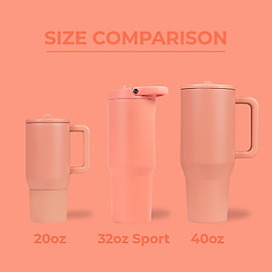 HydroJug Sport - Stainless Steel Tumbler with Straw, Vacuum Insulated, 32oz Leakproof Water Bottle, Ergonomic Design, Reusable, Dishwasher Safe, Rubber Base, Durable for Gym or Outdoors, Summer Peach