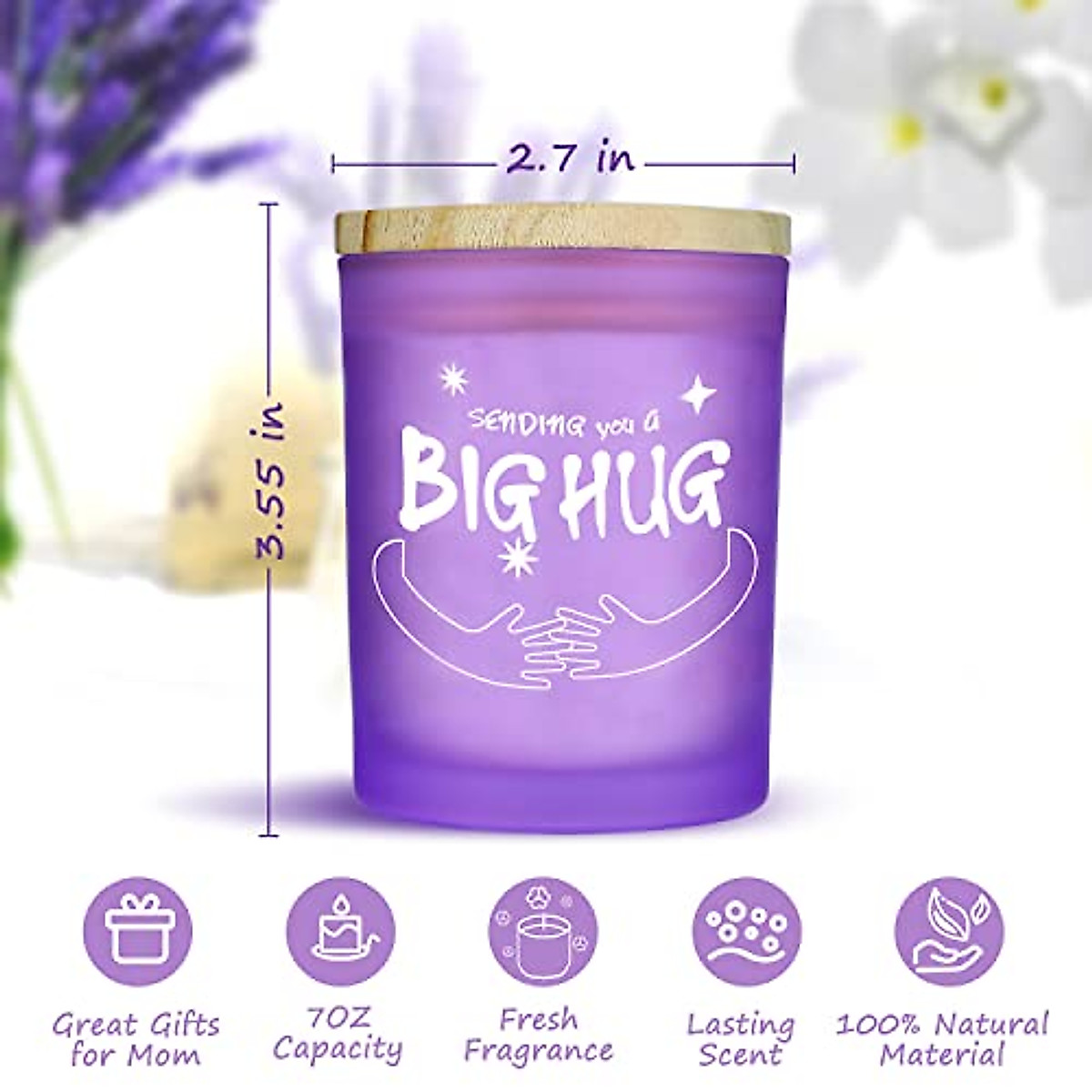 Candle Gifts for Women, HOTIOGA Cute Glass Jar Scented Candle for Birthday Christmas Mothers Day Thank You Present for Mom / Sister / Best Friend / Her - Purple Lavender