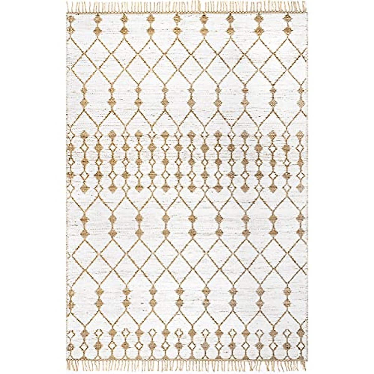nuLOOM Mandy Hand Woven Moroccan Flatweave Tassel Area Rug, 8' x 10', Natural