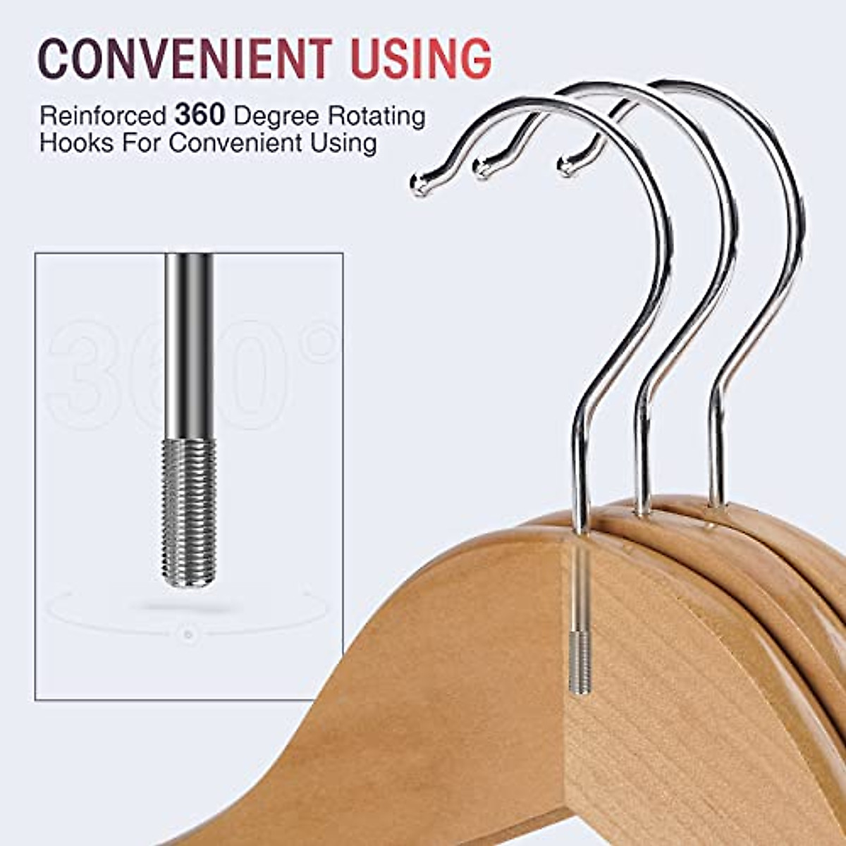 JDGOU Wooden Hangers 20 Pack Wood Hangers Clothes Hangers Coat Hangers for Closet Natural Coat Hanger,Heavy Duty Hangers,Hangers for Clothes Suit Skirt Pants