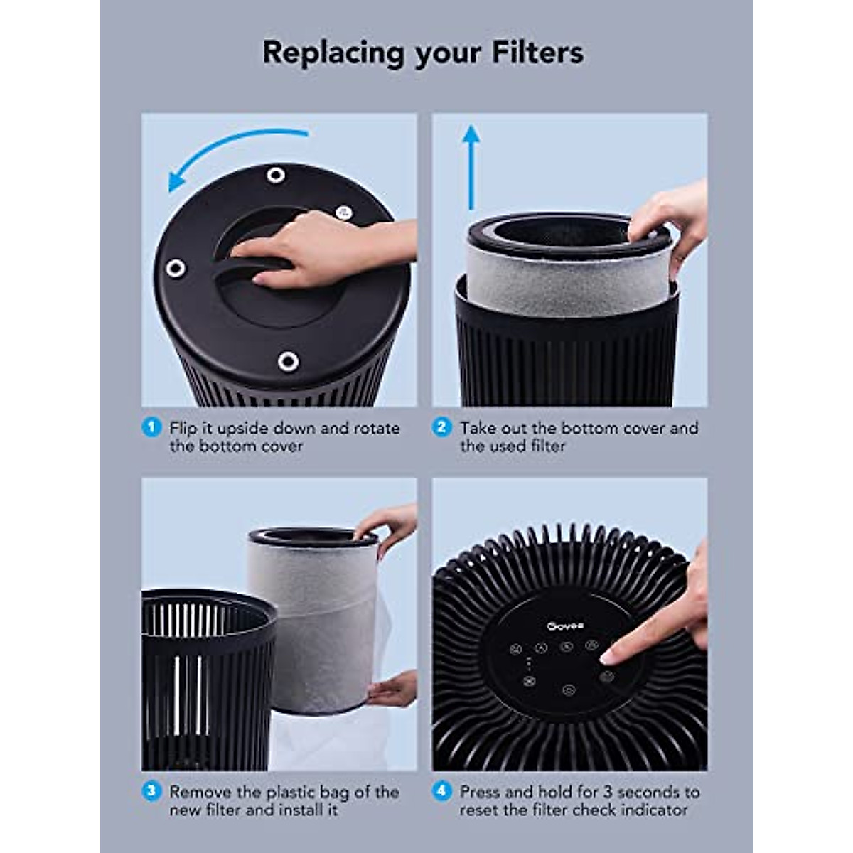 Govee Smart Kitchen Air Purifiers PM2.5 Sensor H7122111 Bundle with Govee Air-Purifier Replacement Accessories