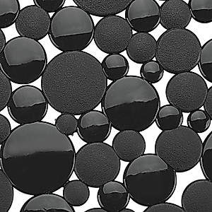 mDesign Decorative Kitchen Plastic Sink Protector Set, Quick Draining - Protect Surfaces and Dishes - Modern Bubble Design - Includes 1 Saddle, 2 Large Mats - Set of 3 - Black