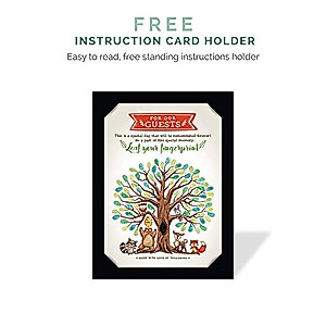 Fingerprint Tree Canvas - The Alternative to A Baby Shower Guest Book - with 25 Complimentary Good Advice Cards & Ink, Woodland