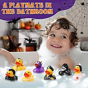 ANGGIKO 24 Pcs Halloween Rubber Ducks Gifts, Mini Rubber Ducks Bulk Bath Toys, Party Favors Rubber Duck for Jeep Halloween Decoration Trick or Treat Bags Fillers, Goodie Bags Stuffers Party Supplies