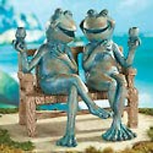 Snoogg 454dgs Happy Hour Frogs Garden Statue, Red