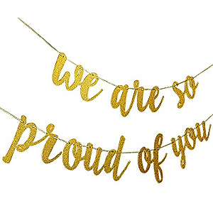Gold Glitter We are So Proud of You Banner - Graduation Party/Grad Party Decorations 2024 Congratulations Banner College Graduation Party Decorations 2024