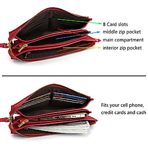 YALUXE Wristlet for Women Clutch Slim Genuine Leather Wallet