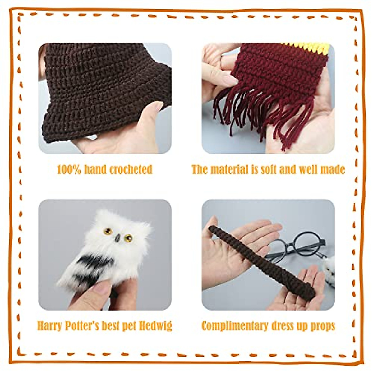 5 PCS Newborn Photography Props - Magic Wizard Witch Hat Scarf Wand Glasses Frame Owl Decoration, Newborn Photography Outfits,Halloween Cosplay Baby Photoshoot Props , Baby Halloween Photoshoot Props