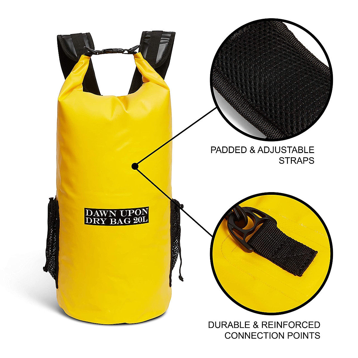 DAWN UPON Floating Dry Backpack – 20L Capacity – 2 Padded Straps! – 100% Waterproof Bag – Keeps Gear Dry – Perfect for Water Sports: Kayaking, Canoeing, Paddle-Boarding, Rafting & Boating- Camo Green