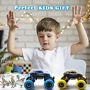 Toy Trucks for Boys Pull Back Cars for Toddlers, Alloy Toy Car Educational Toy Monster Trucks Inertia Car Toy for Boys Girls Toddler (Yellow)