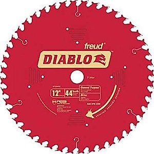 Freud D1244X Diablo 12" 44 Tooth ATB General Purpose Miter Saw Blade 1" Arbor