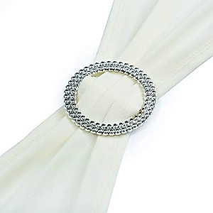 VDS - Ivory | Spandex Chair Sashes Bows | 10 PCS | Stretch Elastic Banquet Folding Chair Band with Silver Buckle Slider for Wedding Thanksgiving Halloween Christmas Party Home Decorations