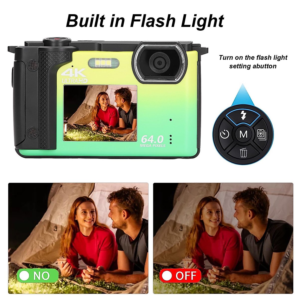 4K Digital Camera, 64MP 16X Zoom Dual Screens Anti Shake Video Camera, WiFi Point and Shoot Camera with Built in Flash & Timer Selfie Function, for Beginners Kids Teens Gift